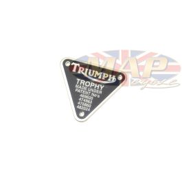 Genuine Triumph Stainless Steel Trophy Patent Plate Badge with Rivets