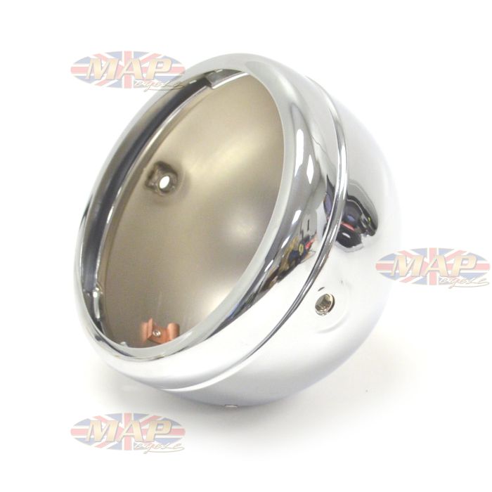 Lucas-Style 5-3/4 Headlight Shell Kit - Chrome